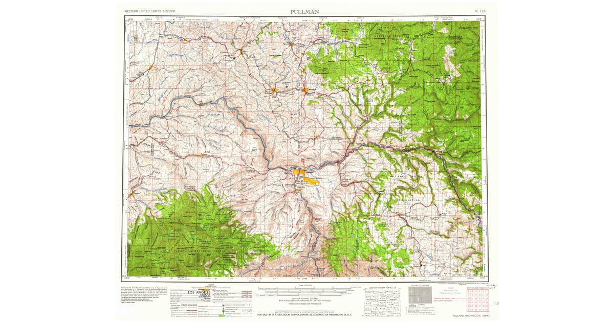 1958 Map of Pullman, WA — High-Res, 1958 Print #2 | Pastmaps