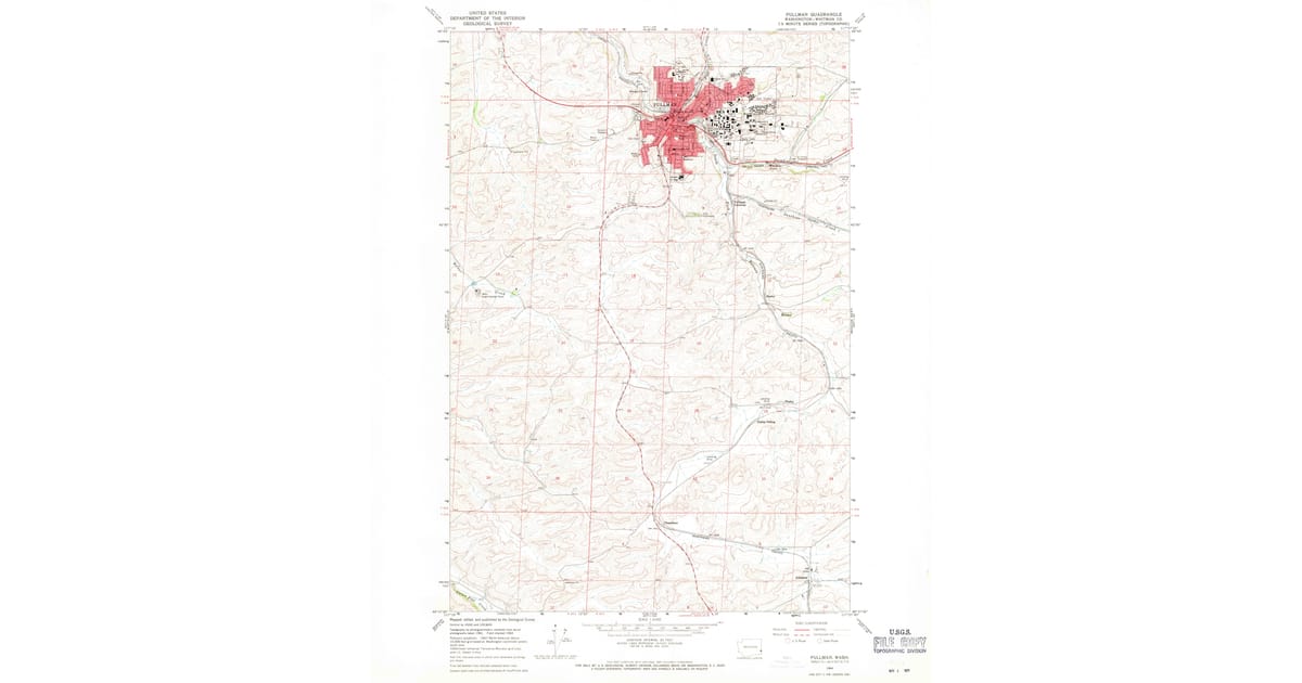1964 Map of Pullman, WA — High-Res, 1971 Print | Pastmaps