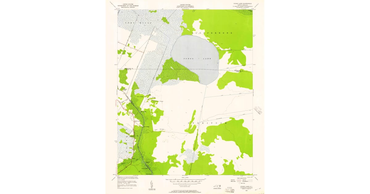 1954 Map of Pungo Lake, Hyde County, NC — High-Res | Pastmaps