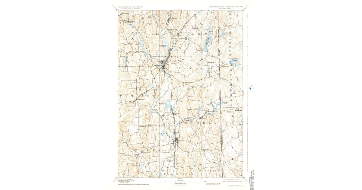 1893 Map of Putnam, Windham County, CT — High-Res, 1935 Print | Pastmaps
