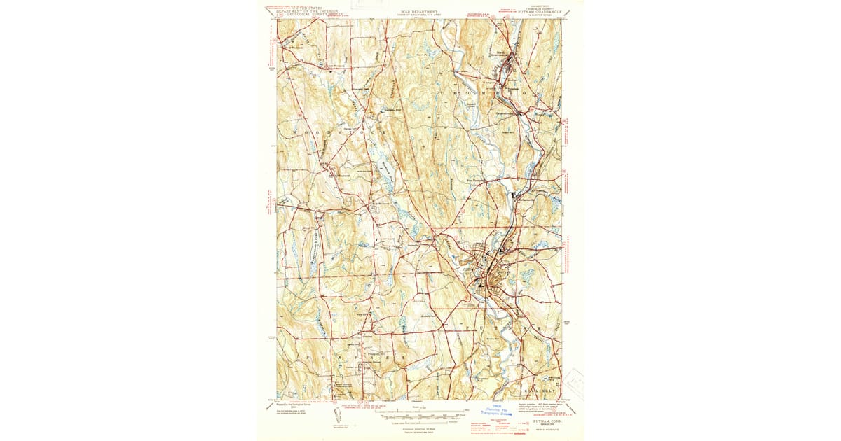 1945 Map of Putnam, Windham County, CT — High-Res | Pastmaps