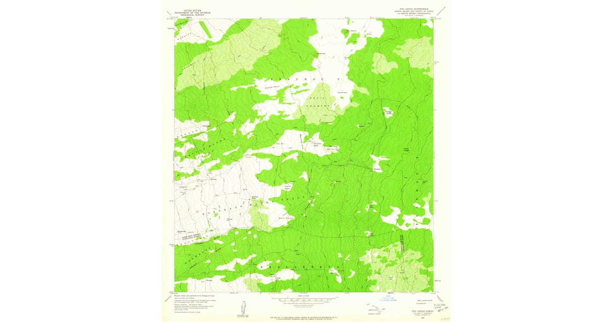 1959 Map of Puu Lehua, Hawaii County, HI — High-Res | Pastmaps