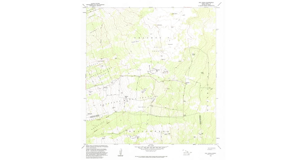 1982 Map of Puu Lehua, Hawaii County, HI — High-Res, 1984 Print | Pastmaps