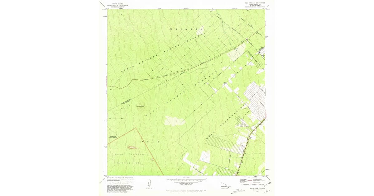 1981 Map of Puu Makaala, Hawaii County, HI — High-Res | Pastmaps