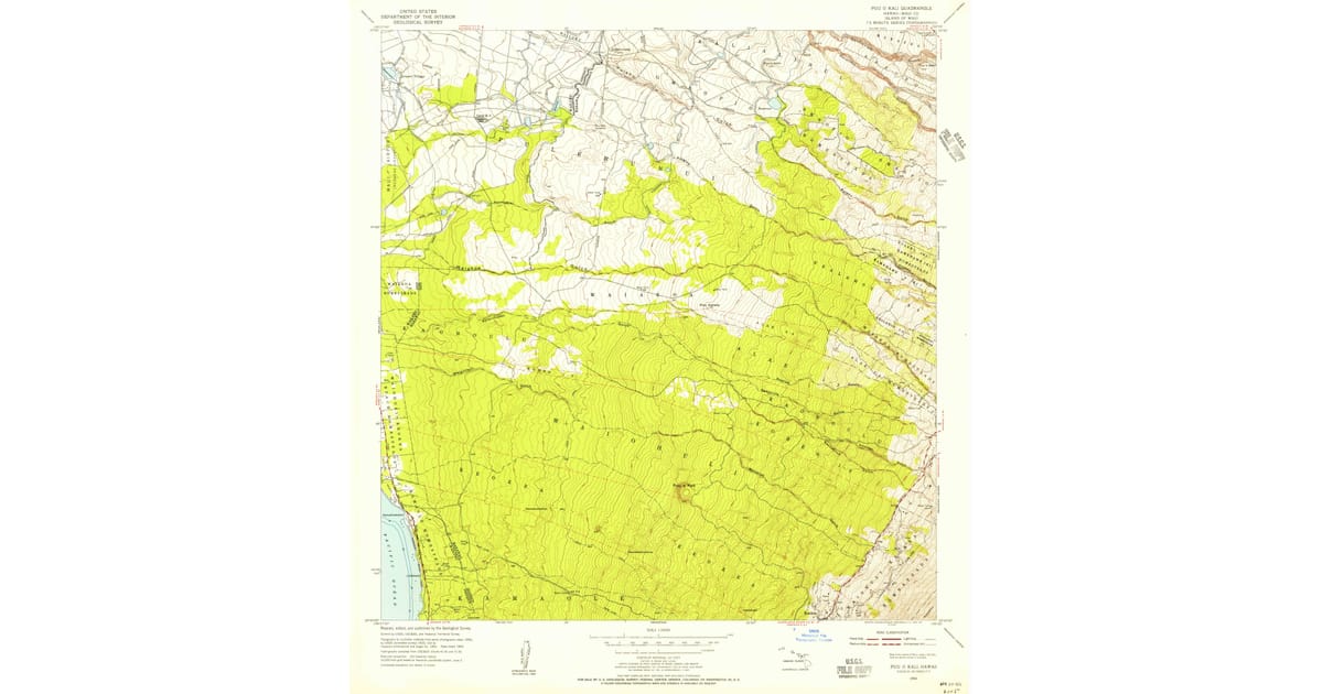 1954 Map of Puu O Kali, Maui County, HI — High-Res | Pastmaps
