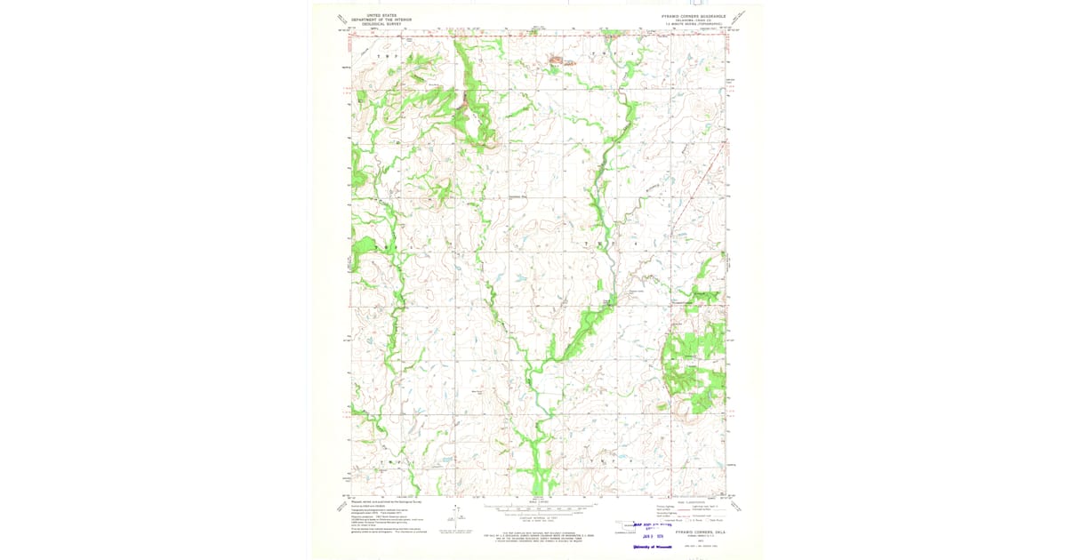 1971 Map of Pyramid Corners, Craig County, OK — High-Res | Pastmaps
