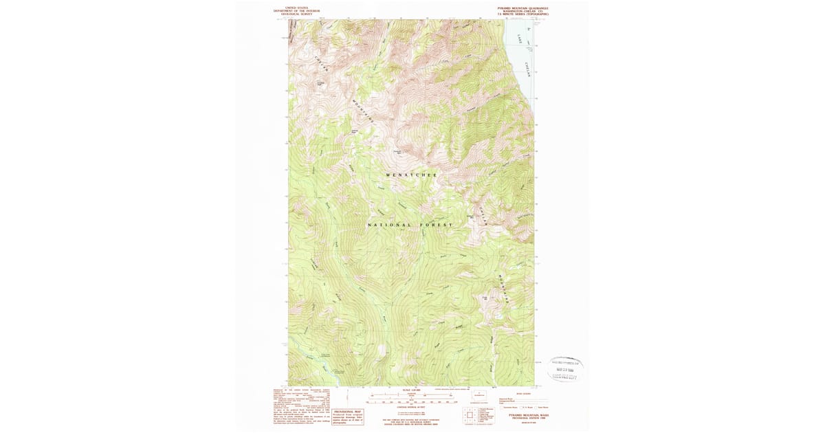 1988 Map of Pyramid Mountain, Chelan County, WA — High-Res | Pastmaps
