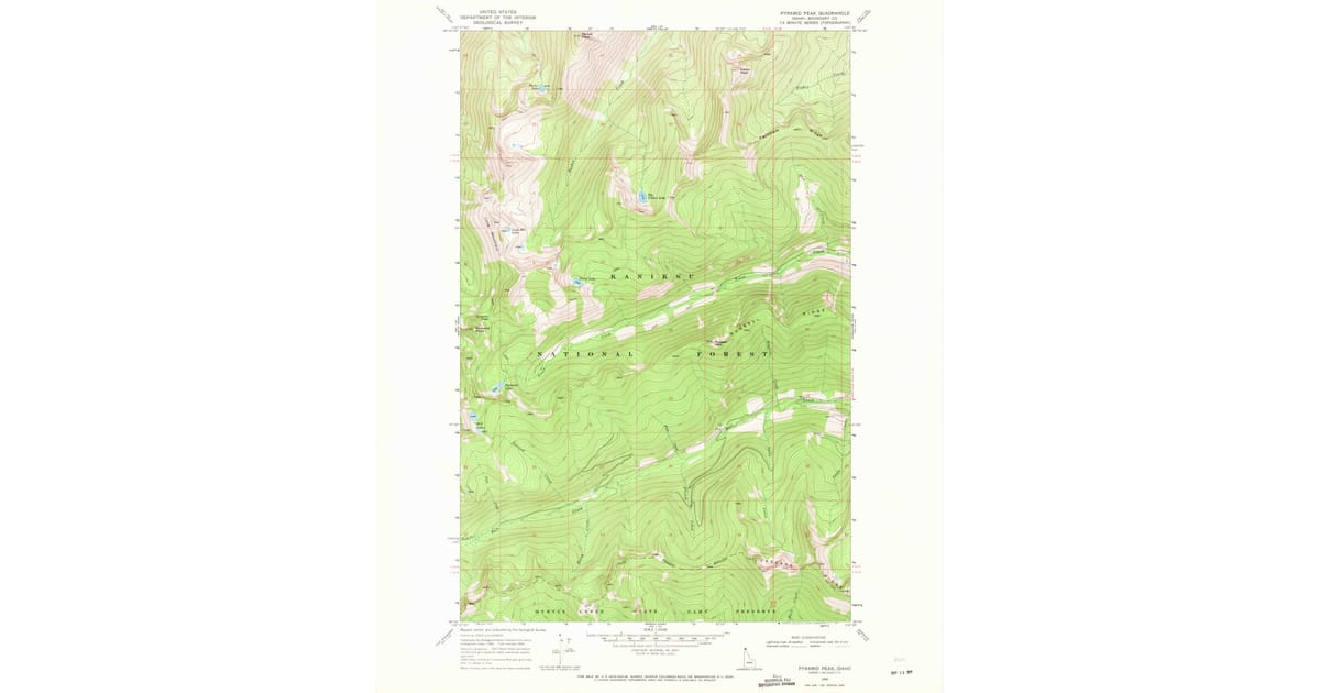 1969 Map of Pyramid Peak, Boundary County, ID — High-Res | Pastmaps