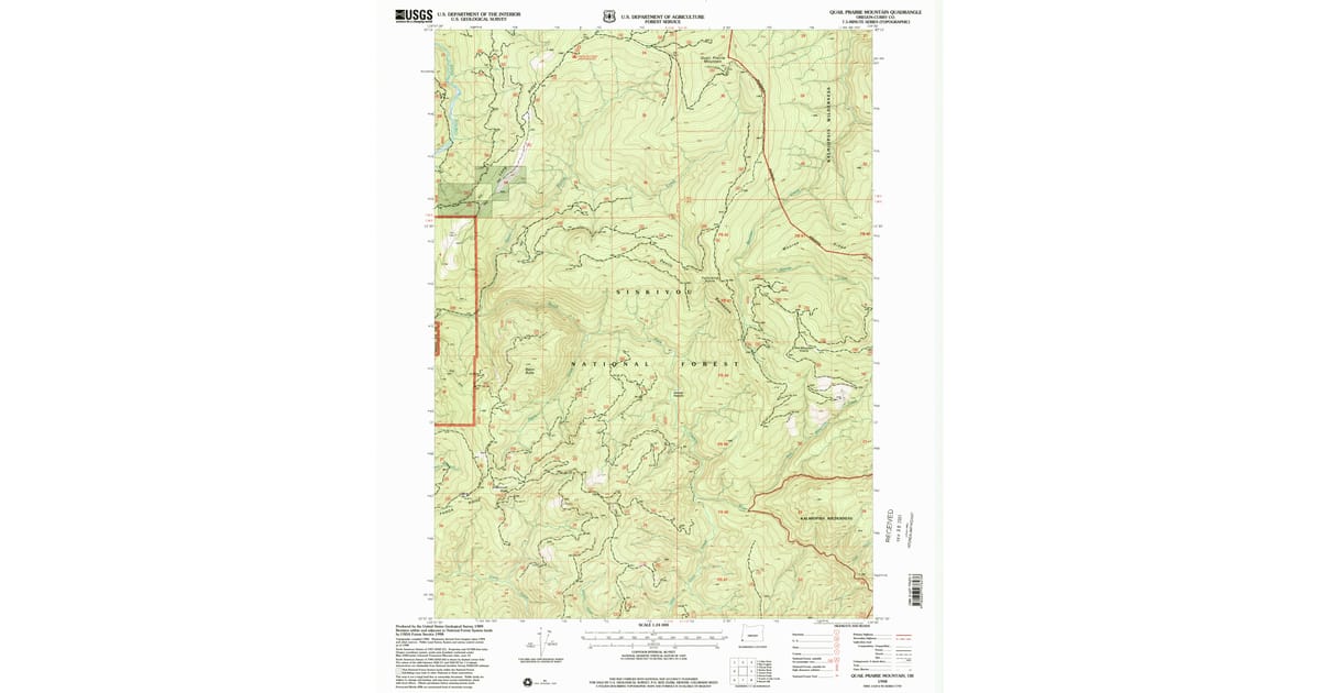 1998 Map of Quail Prairie Mountain, Curry County, OR — High-Res | Pastmaps
