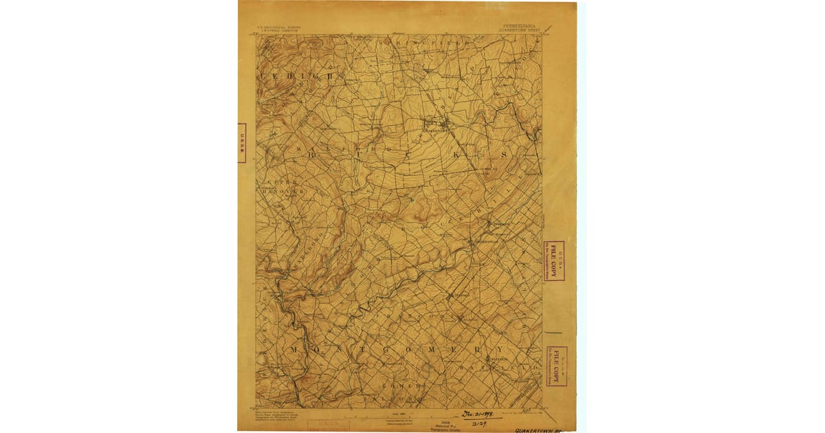 1894 Map of Quakertown, PA — High-Res, 1898 Print | Pastmaps