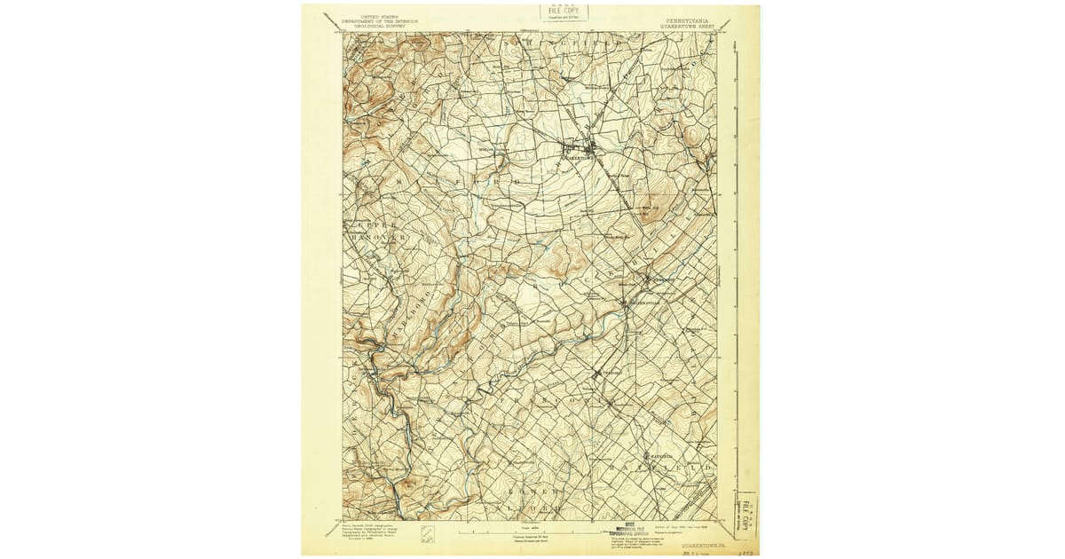 1894 Map of Quakertown, PA — High-Res, 1939 Print | Pastmaps