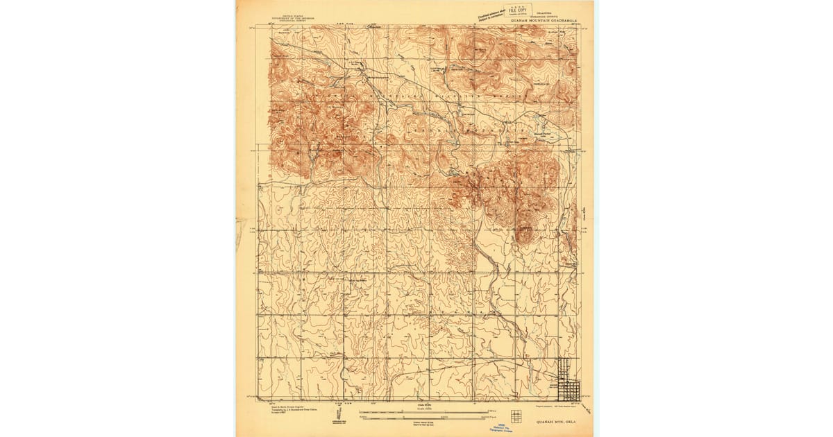 1937 Map of Quanah Mountain, Comanche County, OK — High-Res | Pastmaps