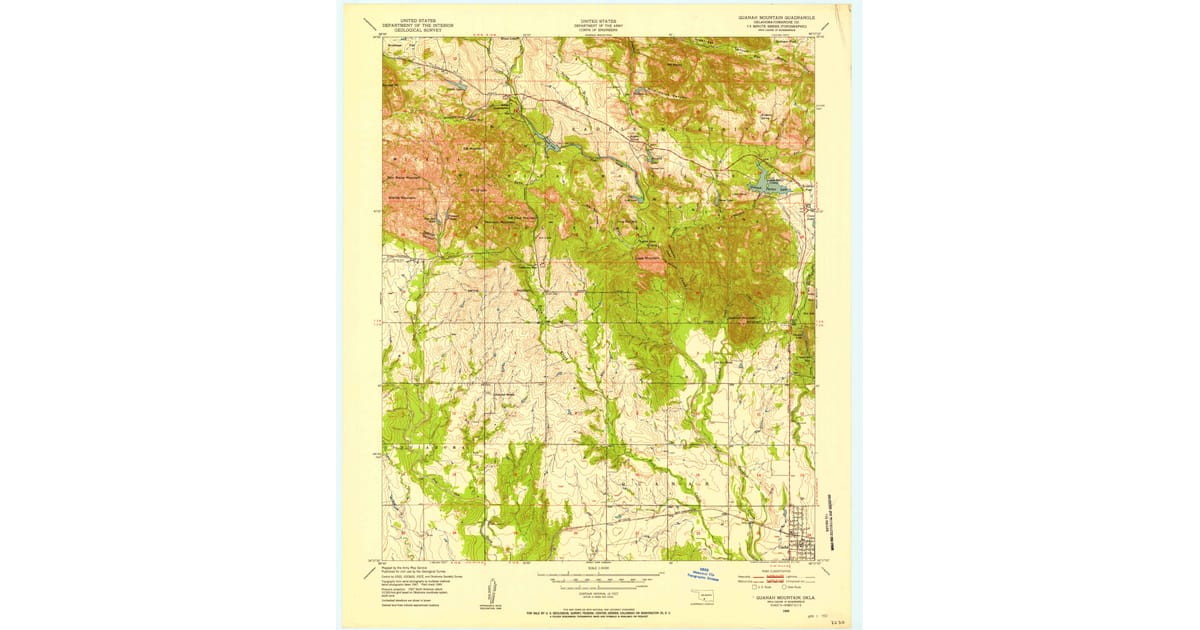 1949 Map of Quanah Mountain, Comanche County, OK — High-Res | Pastmaps