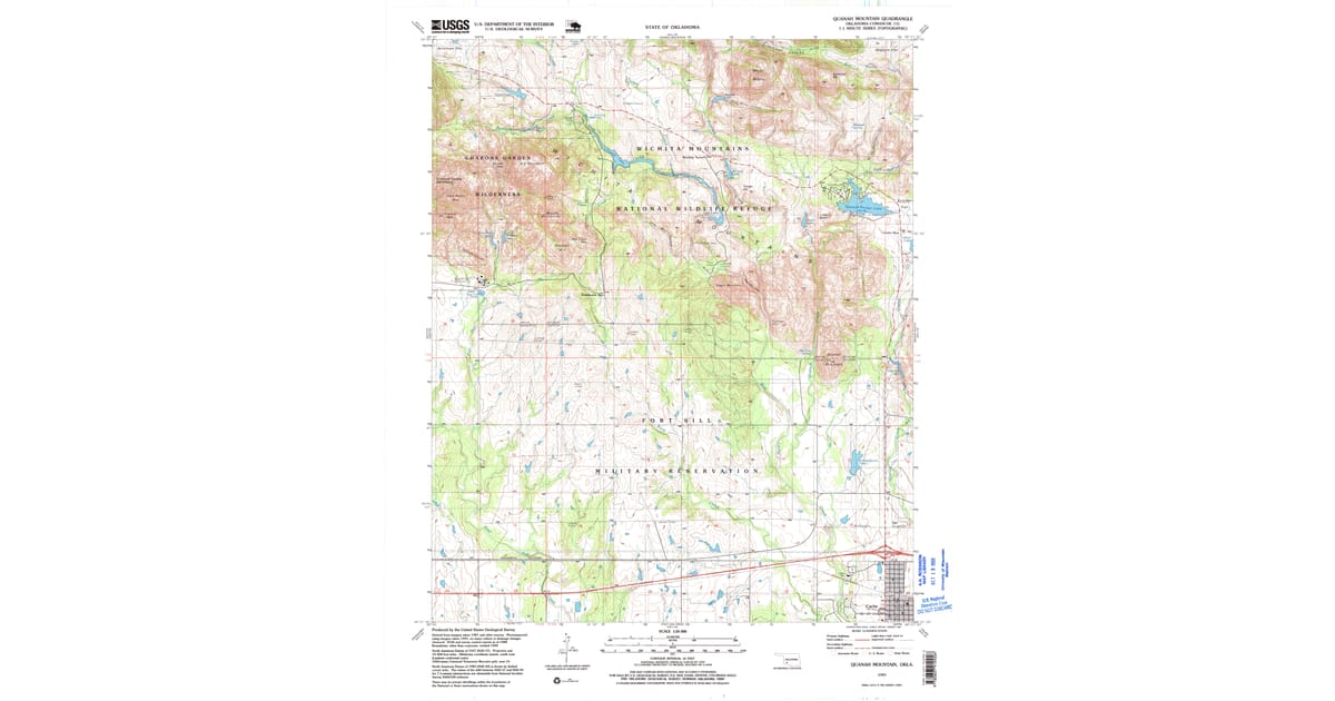 1997 Map of Quanah Mountain, Comanche County, OK — High-Res | Pastmaps