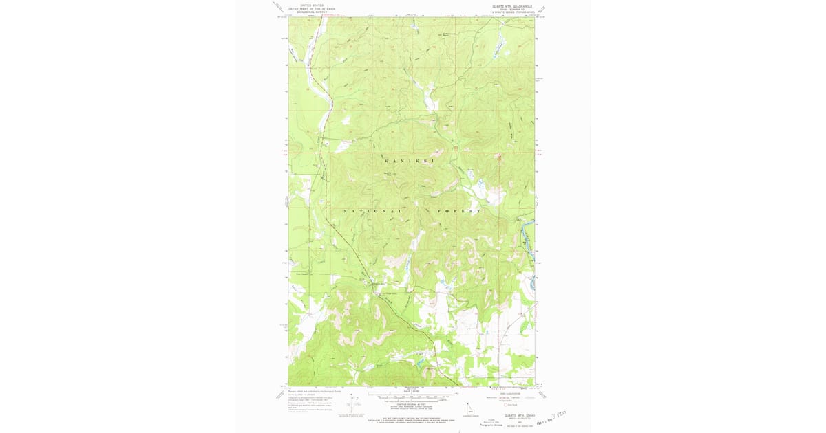 1967 Map of Quartz Mtn, Bonner County, ID — High-Res, 1978 Print | Pastmaps