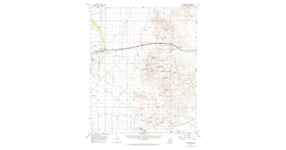 1962 Map of Quartzsite, AZ — High-Res, 1971 Print | Pastmaps