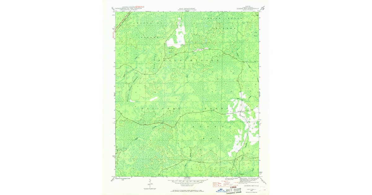 1944 Map of Queens Bay, Liberty County, FL — High-Res | Pastmaps