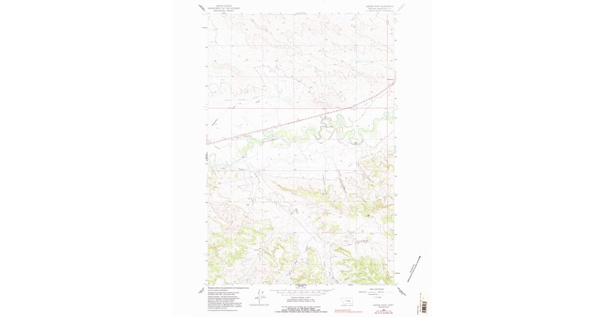 1962 Map of Queens Point, Musselshell County, MT — High-Res, 1991 Print ...