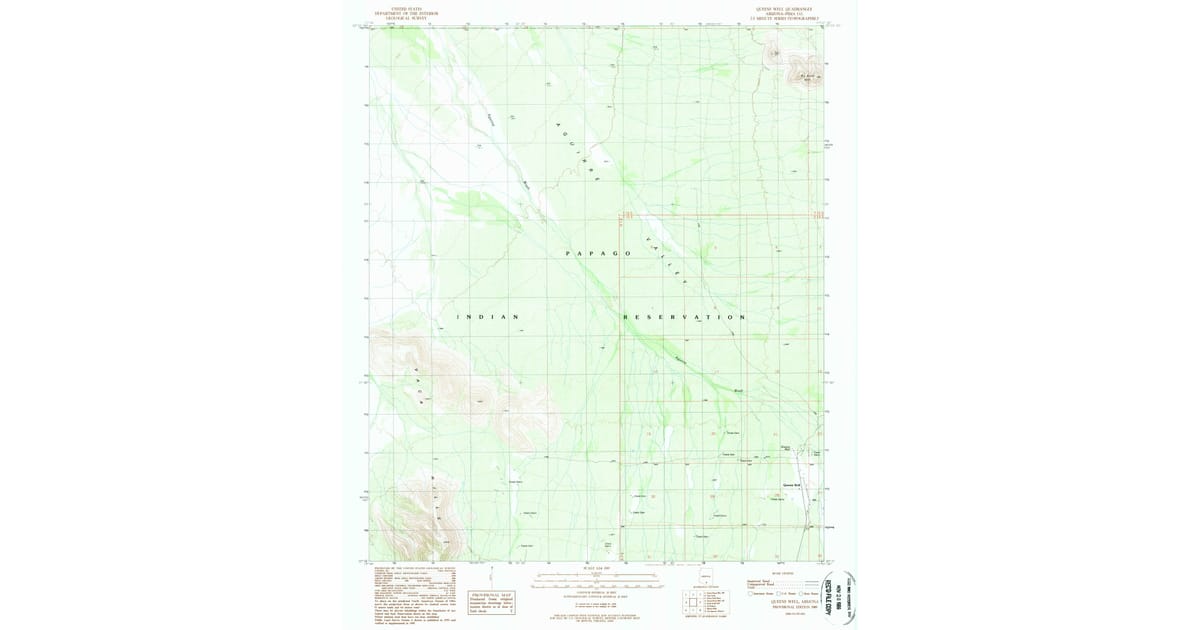 1989 Map of Queens Well, Pima County, AZ — High-Res | Pastmaps