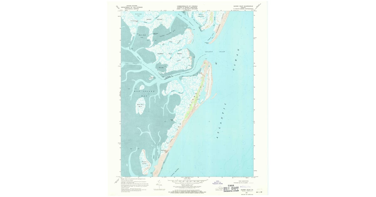 1968 Map of Quinby Inlet, Accomack County, VA — High-Res | Pastmaps