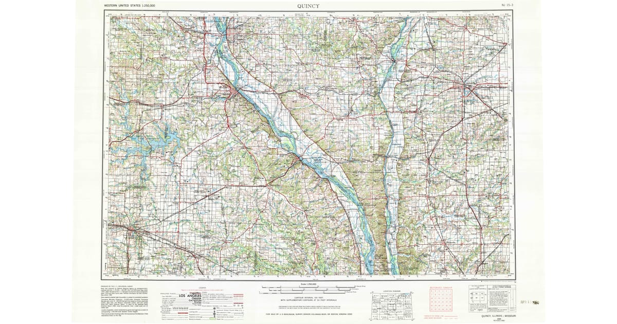 1956 Map of Quincy, IL — High-Res, 1980 Print | Pastmaps