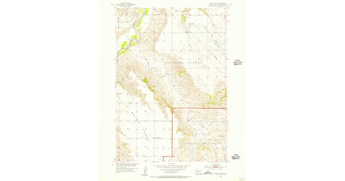 1954 Map of Quinn Table, Pennington County, SD — High-Res | Pastmaps