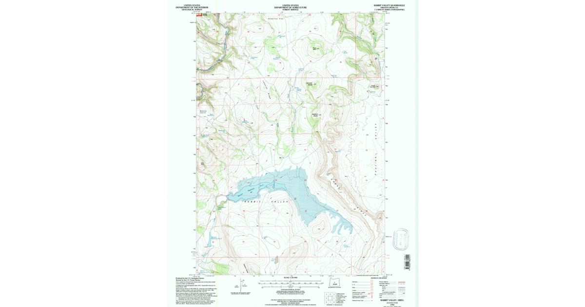 1992 Map of Rabbit Valley, Crook County, OR — High-Res | Pastmaps