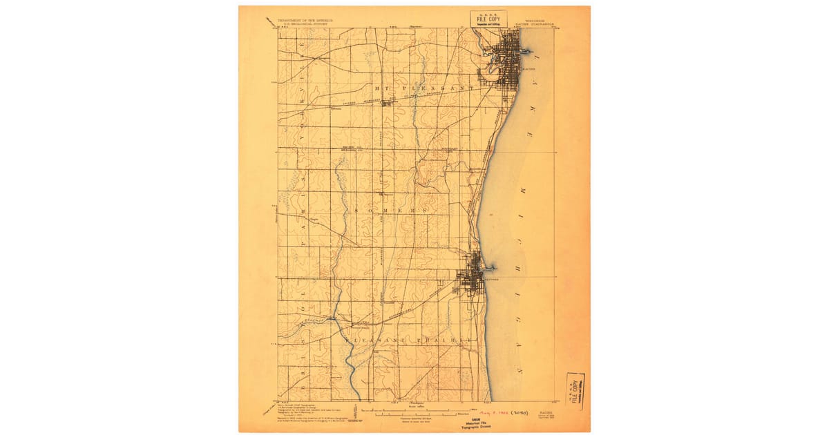 1905 Map of Racine, WI — High-Res, 1923 Print | Pastmaps