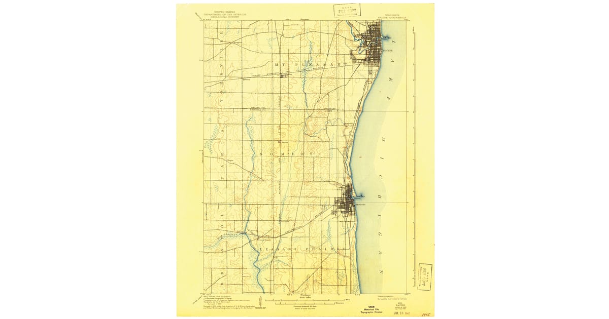 1905 Map of Racine, WI — High-Res, 1941 Print | Pastmaps