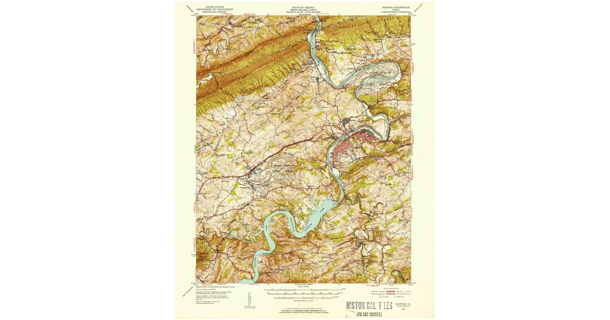 1950 Map of Radford, Pulaski County, VA — High-Res, 1952 Print #2 ...
