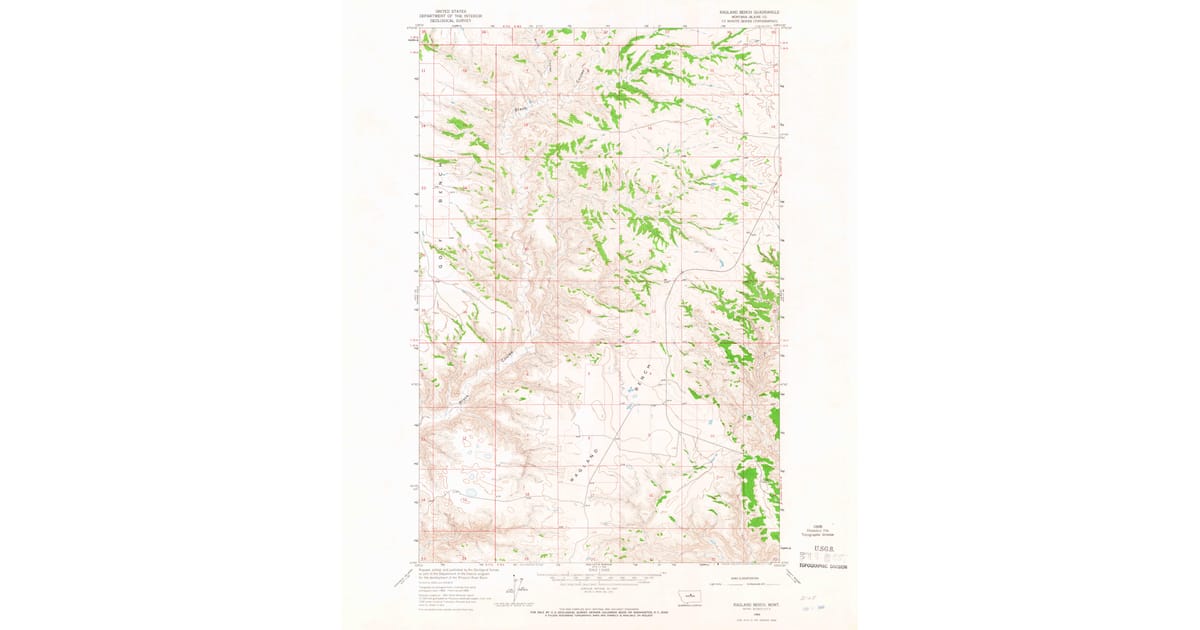 1964 Map of Ragland Bench, Blaine County, MT — High-Res | Pastmaps