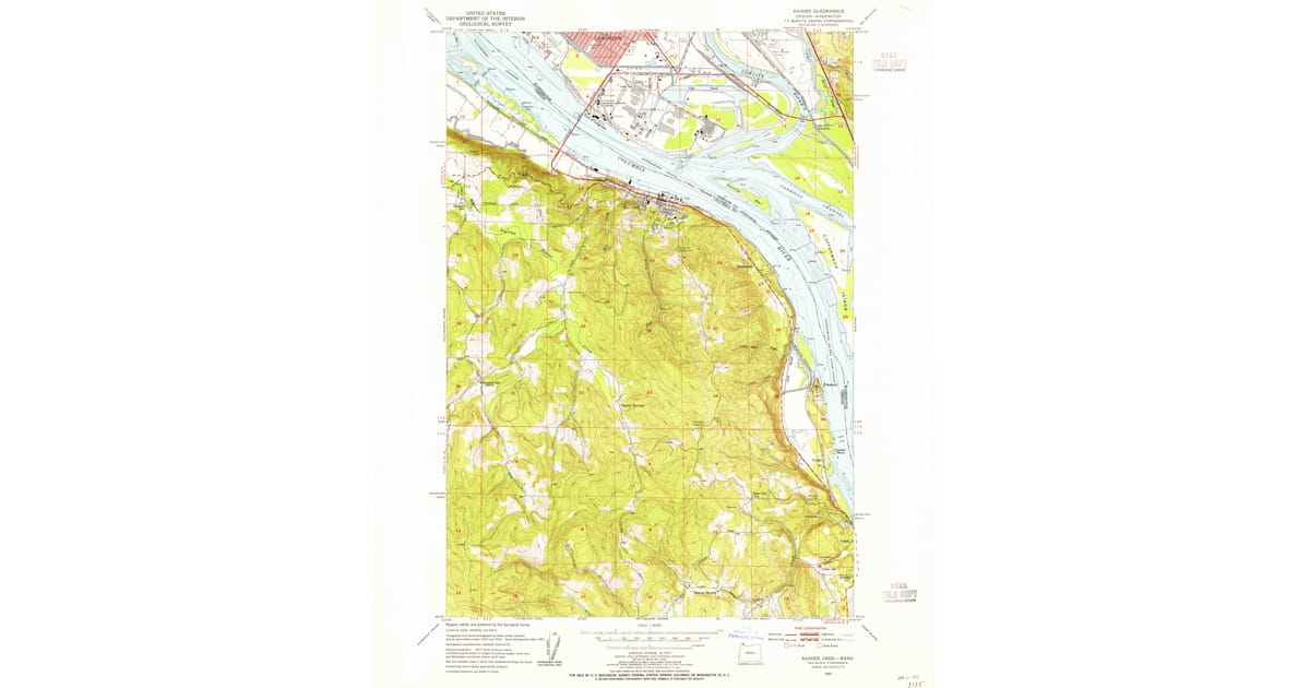 1953 Map of Rainier, OR — High-Res | Pastmaps