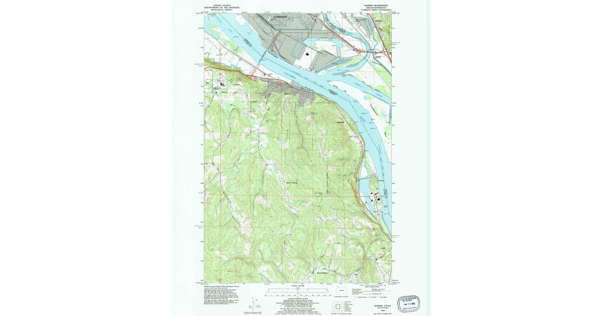 1990 Map of Rainier, OR — High-Res | Pastmaps