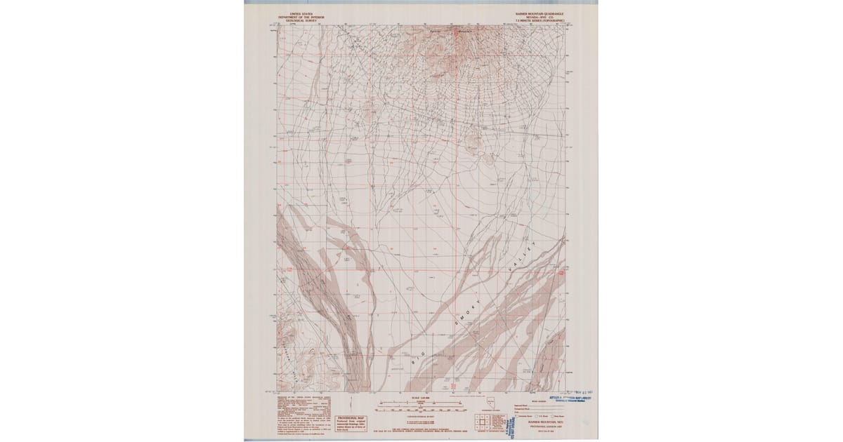1987 Map of Rainier Mountain, Nye County, NV — High-Res | Pastmaps