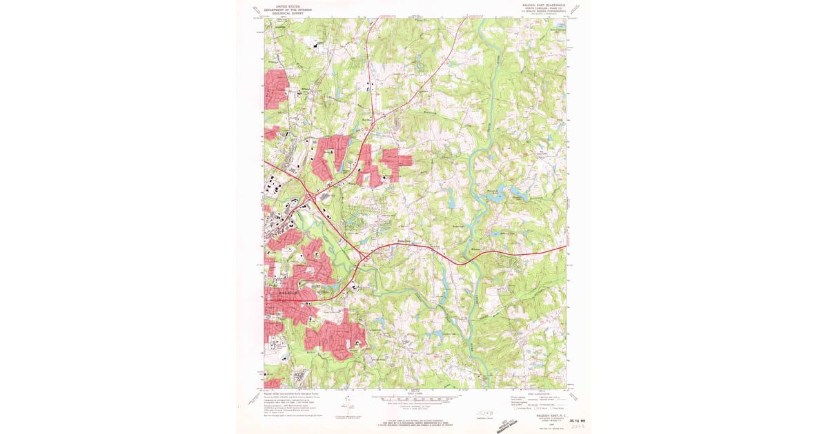1968 Map of Raleigh East, Wake County, NC — High-Res | Pastmaps