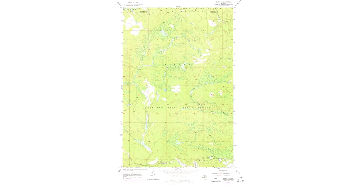 1955 Map of Ralph NW, Dickinson County, MI — High-Res, 1977 Print ...