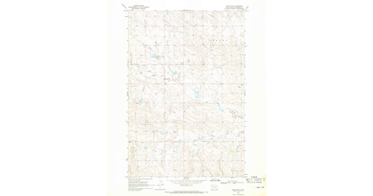 1968 Map of Ralph SW, Harding County, SD — High-Res | Pastmaps