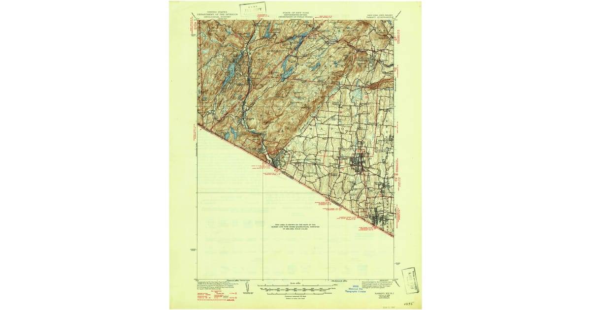 1938 Map of Ramapo, Rockland County, NY — High-Res, 1947 Print | Pastmaps