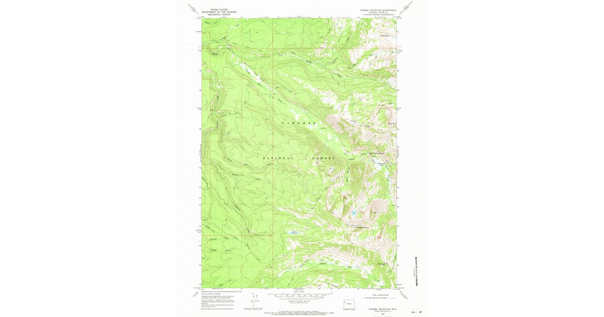 1968 Map of Rammel Mountain, Teton County, WY — High-Res | Pastmaps