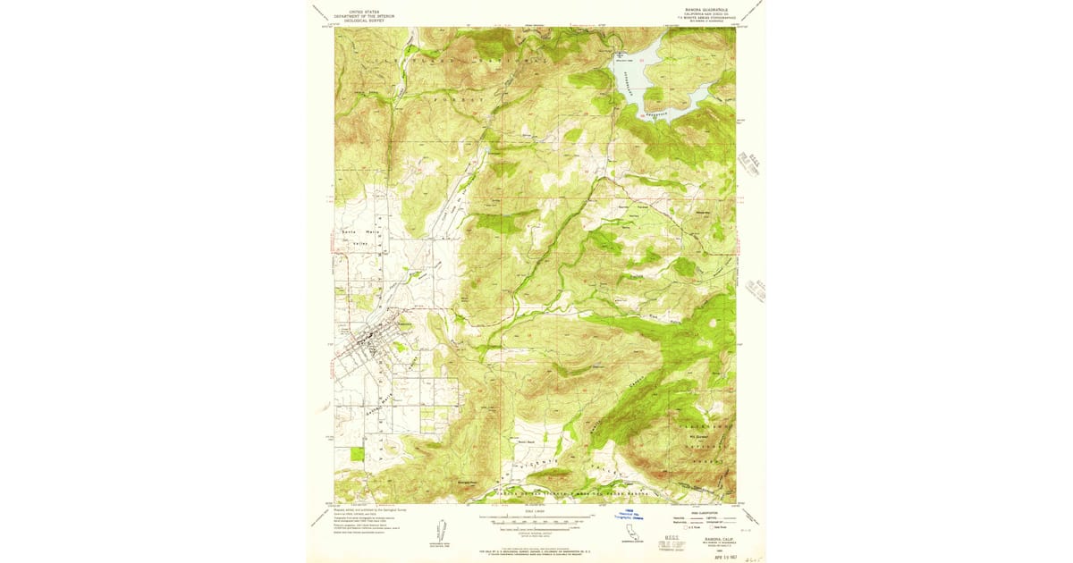 1955 Map of Ramona, CA — High-Res | Pastmaps