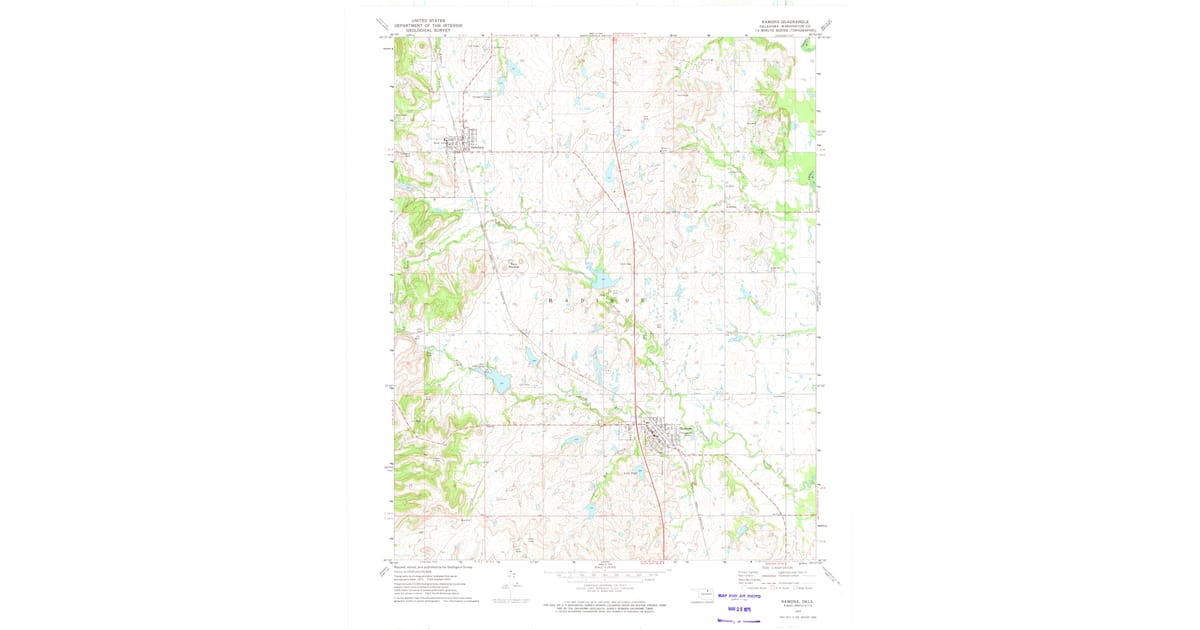 1972 Map of Ramona, OK — High-Res | Pastmaps