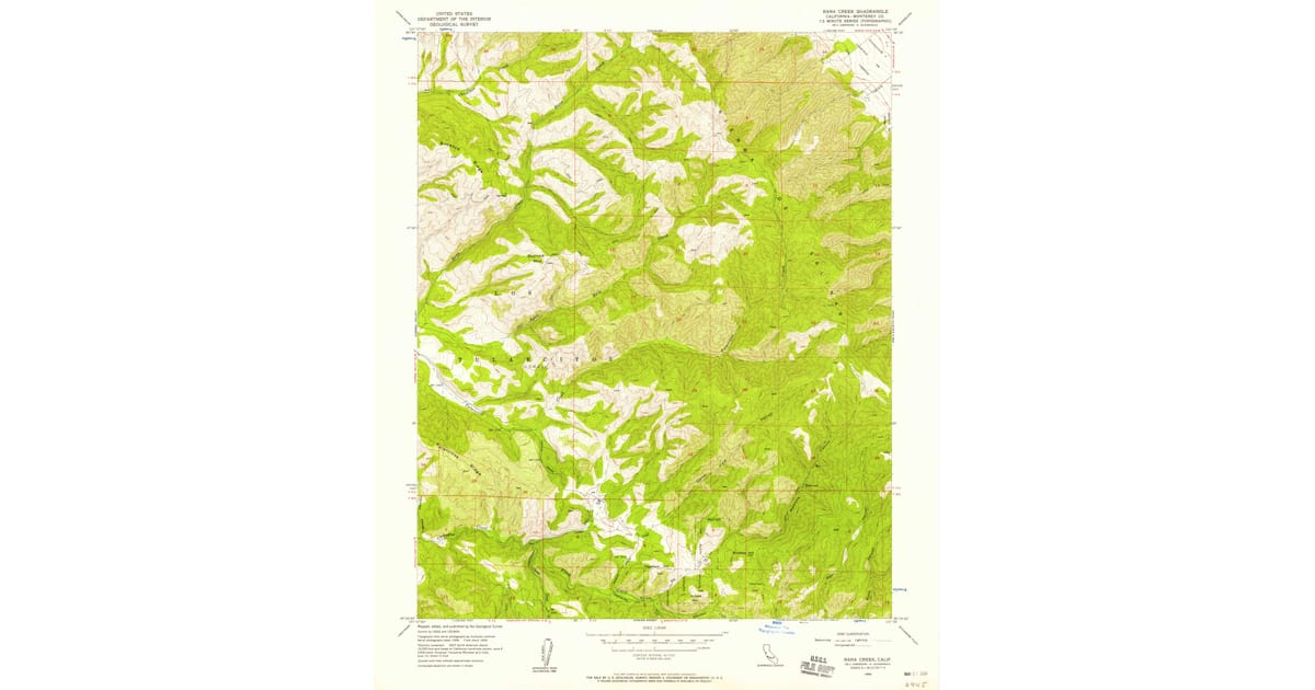 1956 Map of Rana Creek, Monterey County, CA — High-Res | Pastmaps