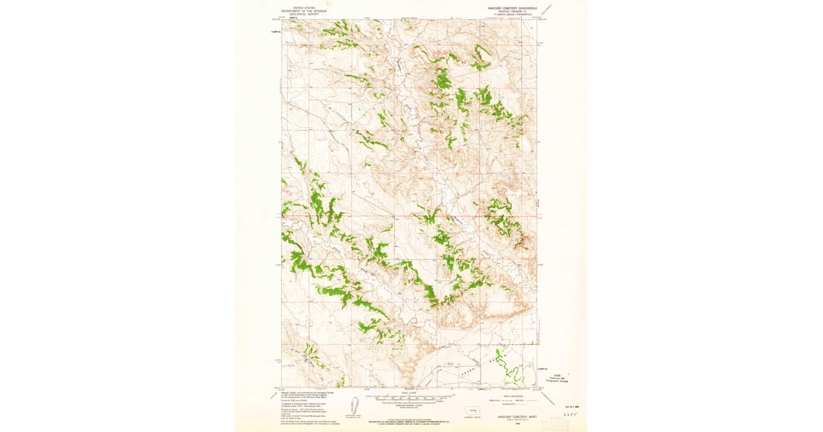 1960 Map of Rancher Cemetery, Treasure County, MT — High-Res | Pastmaps