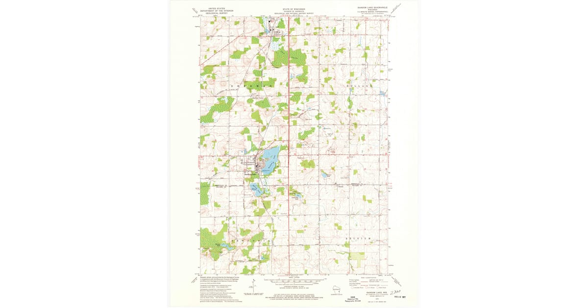 1974 Map of Random Lake, WI — High-Res | Pastmaps