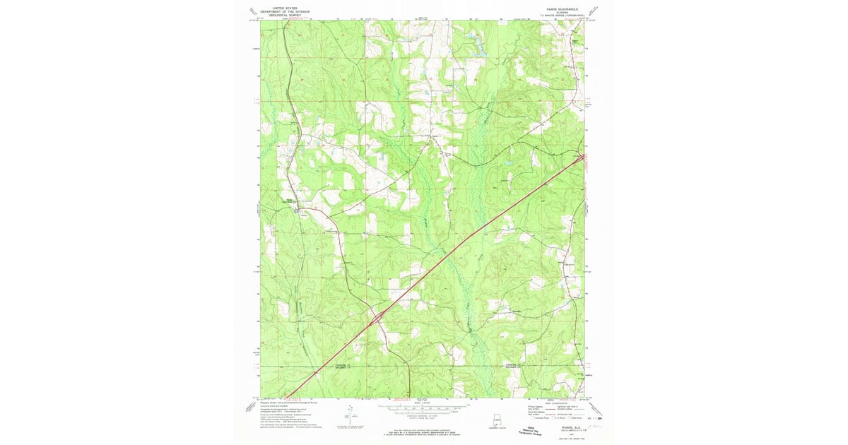 1971 Map of Range, Conecuh County, AL — High-Res | Pastmaps