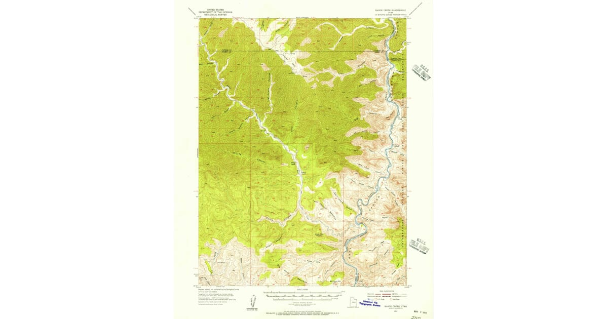 1954 Map of Range Creek, Emery County, UT — High-Res | Pastmaps