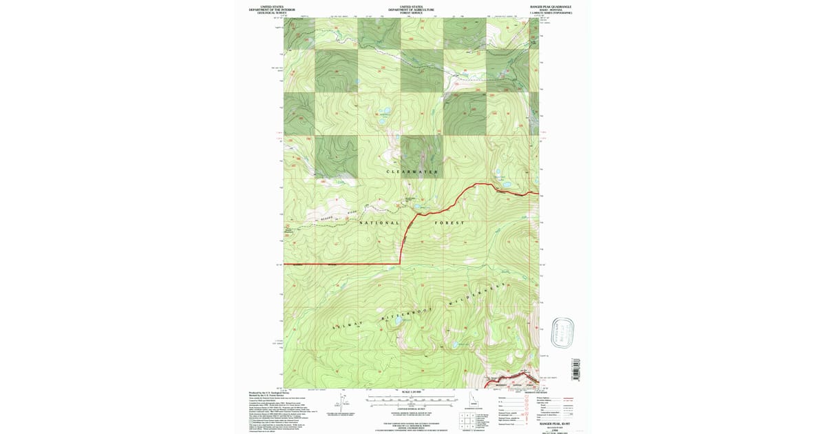 1994 Map of Ranger Peak, Idaho County, ID — High-Res | Pastmaps