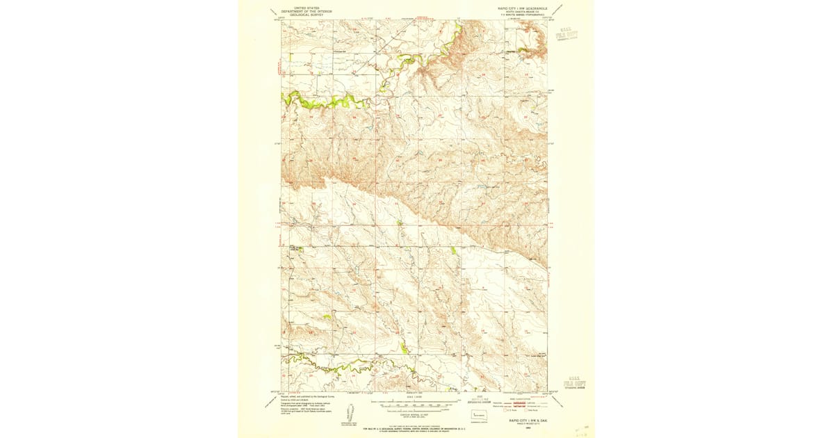 1953 Map of Rapid City 1 NW, Meade County, SD — High-Res | Pastmaps