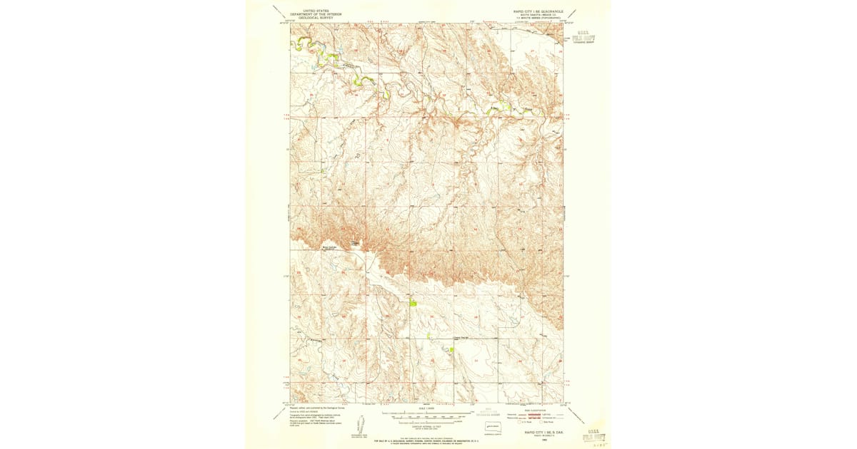 1953 Map of Rapid City 1 SE, Meade County, SD — High-Res | Pastmaps