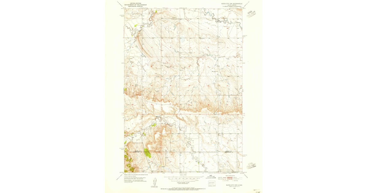 1953 Map of Rapid City NW, Meade County, SD — High-Res | Pastmaps
